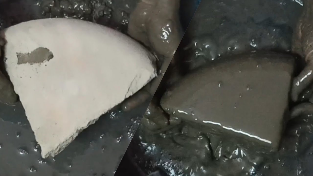 Soft Creamy Powdery Charcoal🖤Dirt Chunks Dipping+Crumbling in 💦 & Paste ...