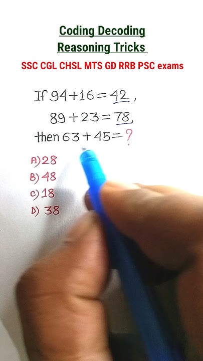 Coding Decoding Coding Decoding Reasoning Tricks Reasoning For Ssc Gd Chsl Mts Wbpsc Youtube
