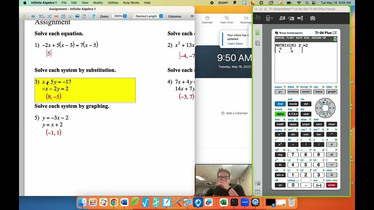 Using TI 84's to solve equations - YouTube