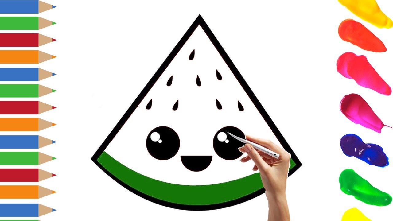 HOW TO DRAW DRAW A CUTE WATERMELON EASY - YouTube