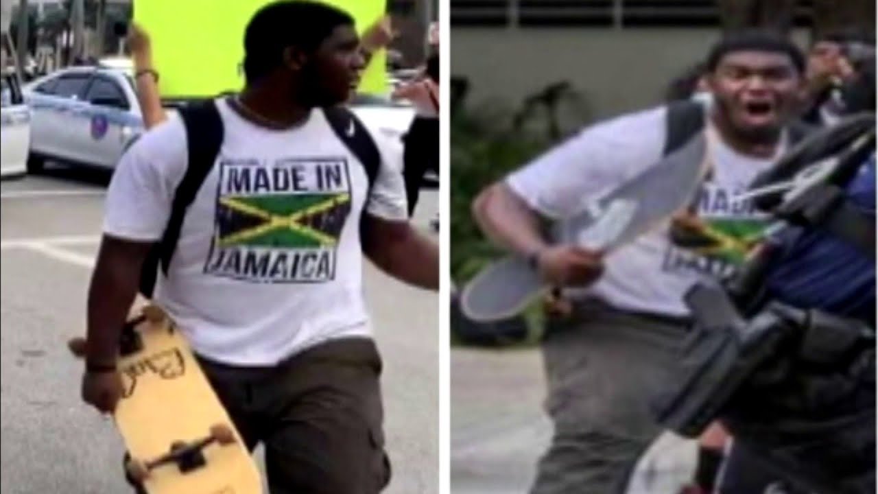 Boy, 17, faces charge after video shows him hit officer with skate ...