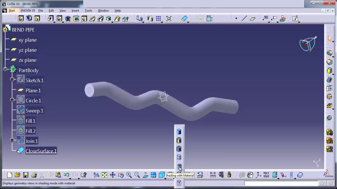 CATIA V5 TUTORIAL-HOW CREATE HOLLOW BEND PIPE(AUTOCAD CAD CAM CAE PROE UGNX FEA ANSYS CREO ...