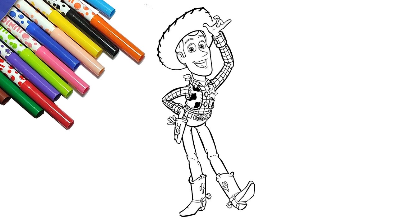 Woody sheriff🤠🌈💖/How to draw sheriff Woody🎨🖍/coloring Woody🎉/Easy ...