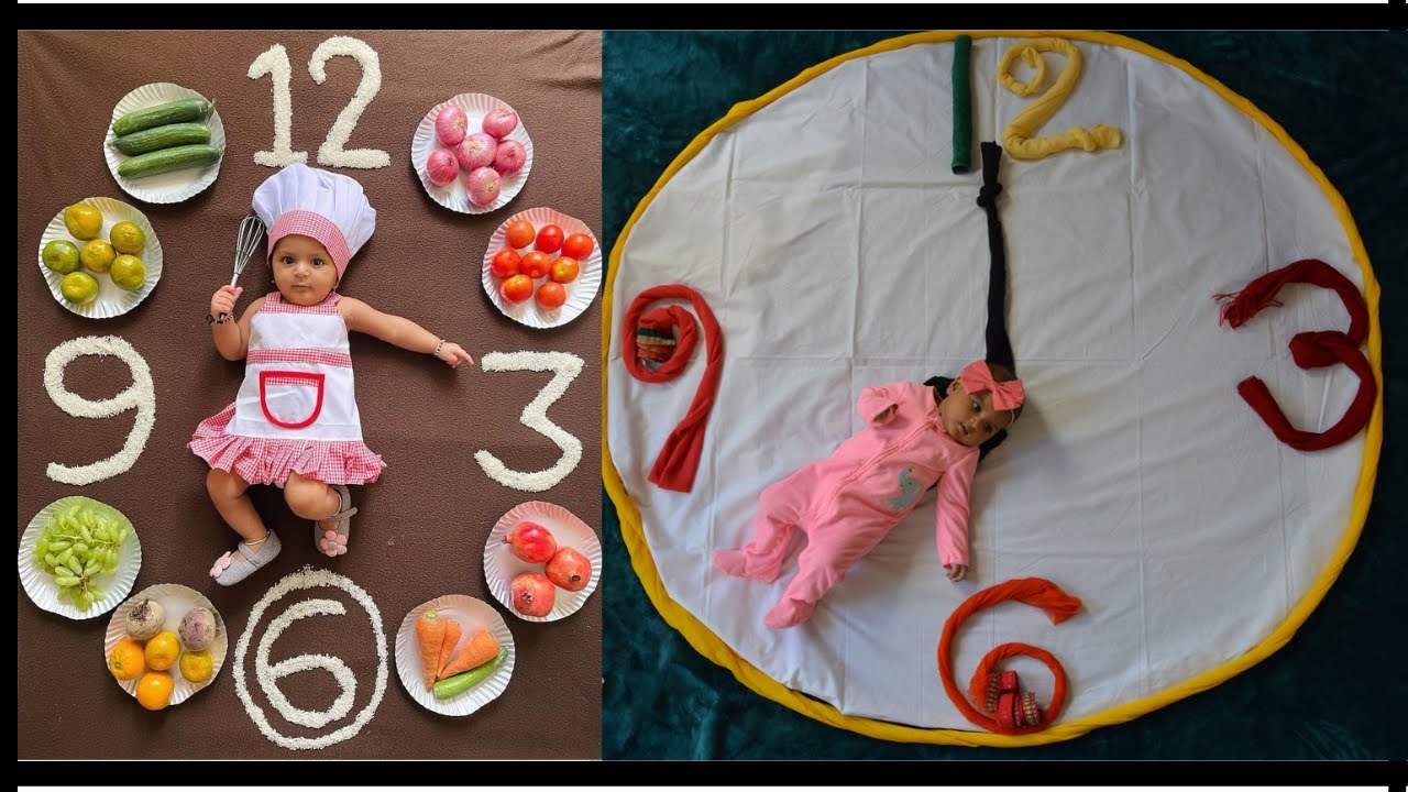 Clock Theme Baby Photoshoot Ideas | Baby Photoshoot Ideas at Home ...