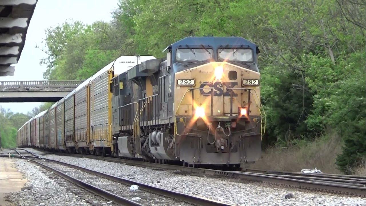CSX AC44CW 292 w/ EMD Steel Bell Leads Automotive Q580-15 on 4/16/21 - YouTube