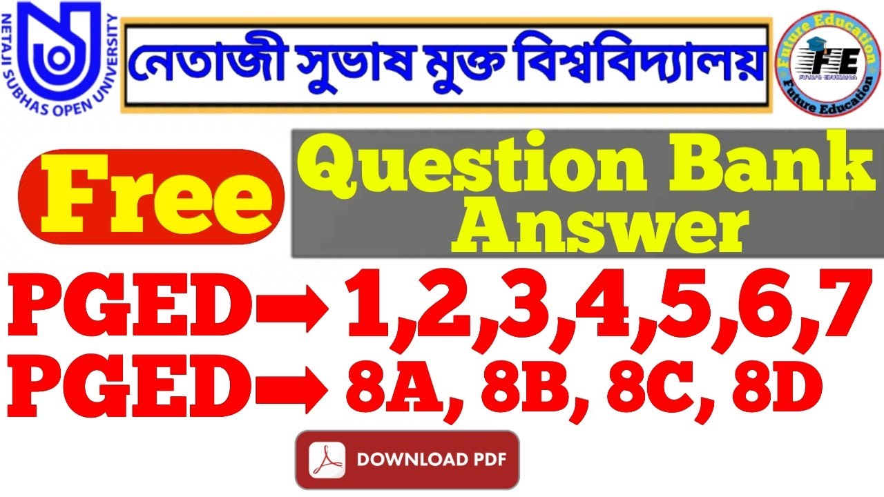 NSOU PG Question Bank Answer || PGED Question Bank Answer PDF Download ...