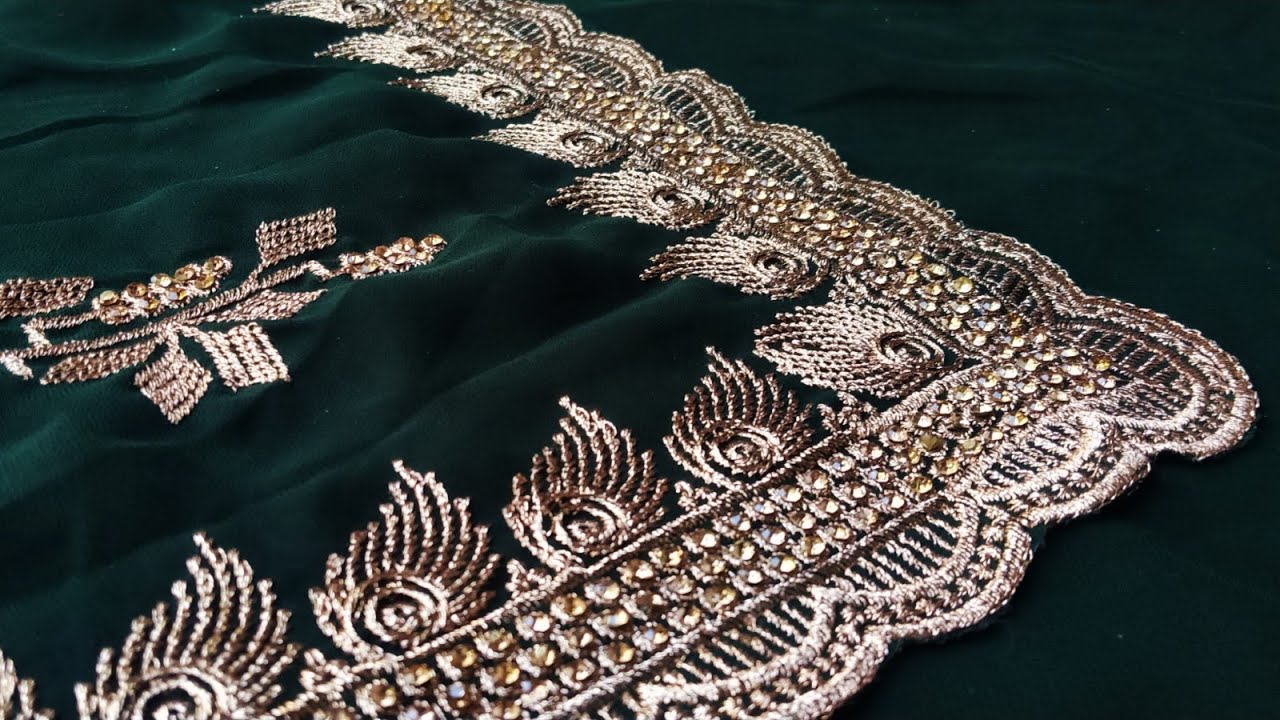 Saree stone work || designer saree || #saree #sareestonework # ...