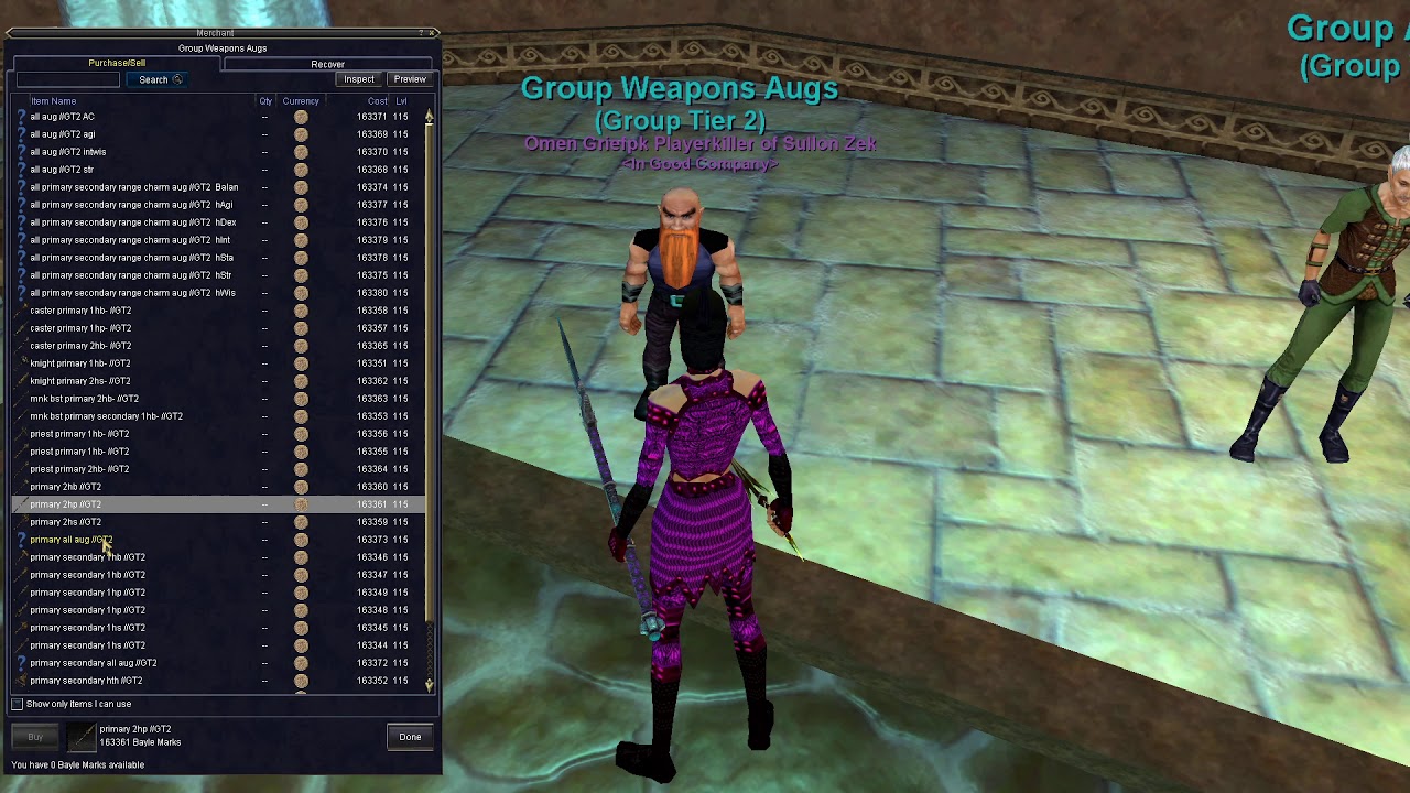 BETA - EverQuest Torment of Velious: Tier 2 Group Weapons & Augs Vendor ...