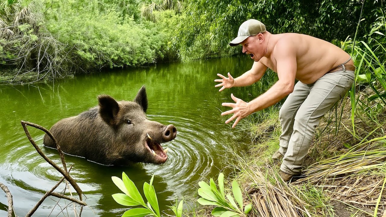 300 Pound Wild Hog Caught with Our Bare Hands (Catch & Cook) - YouTube
