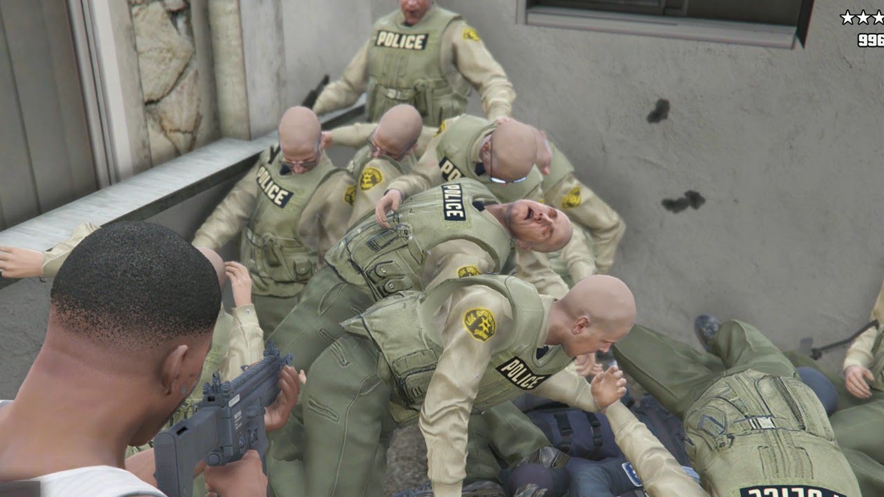 GTA 5 - franklin rampage shootout + epic five star cop battle - YouTube