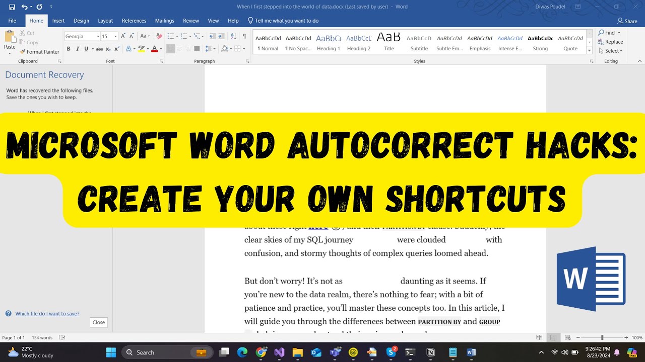 Microsoft Word AutoCorrect Hacks: Create Your Own Shortcuts - YouTube