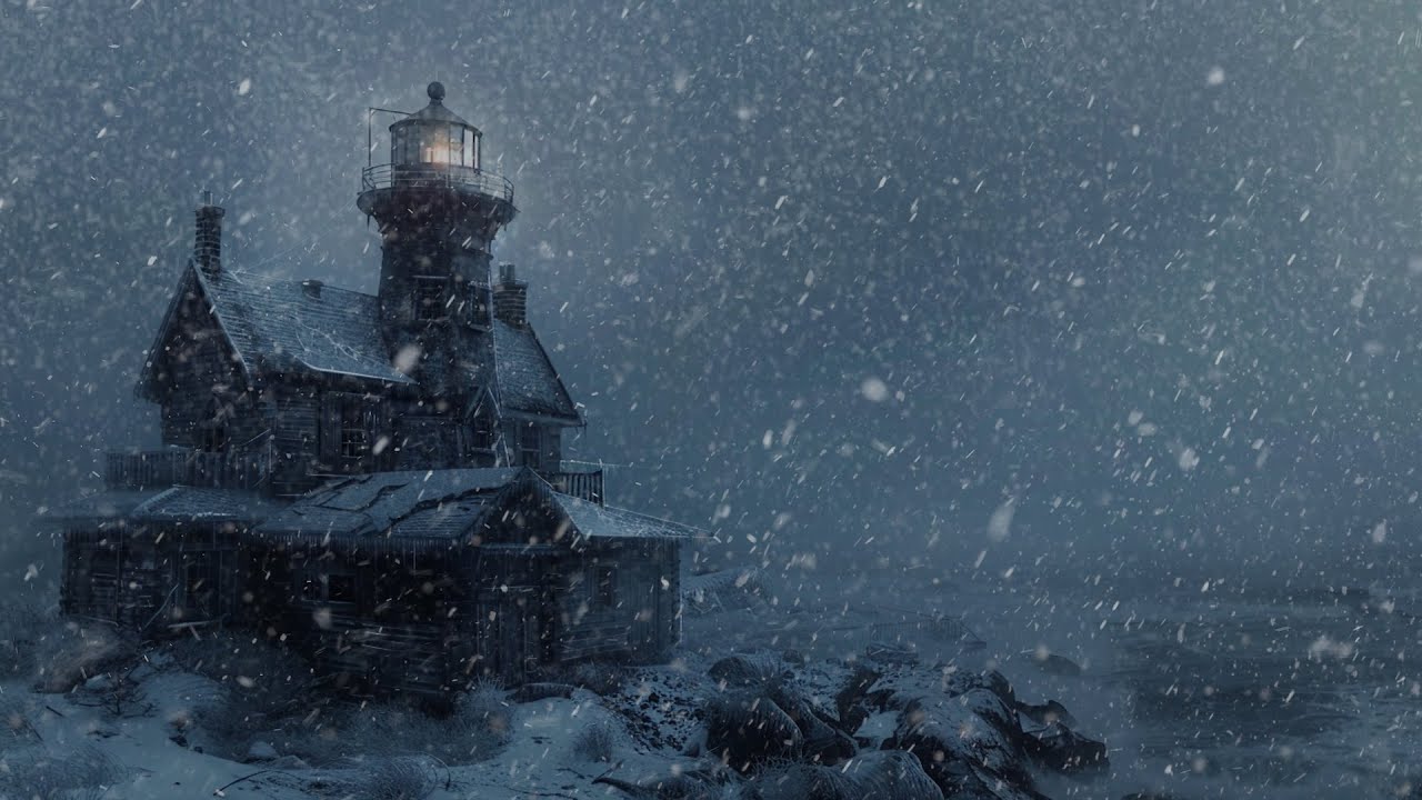 The Sound of North Wind and Snow Falling Gently by the Tower | Soothing ...