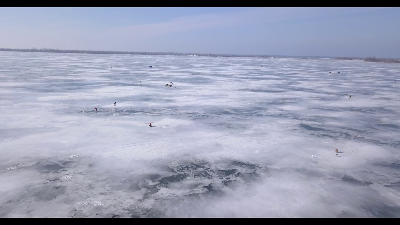 Drone View of Ice Fishing on Sandy Pond 01-28-2018 - YouTube