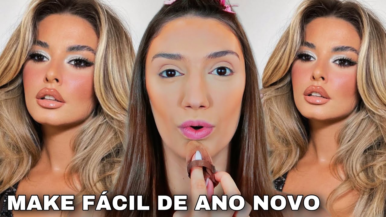 MAKE FÁCIL DE ANO NOVO *FAÇA SUA MAKE DE ANO NOVO EM CASA* TUTORIAL ...
