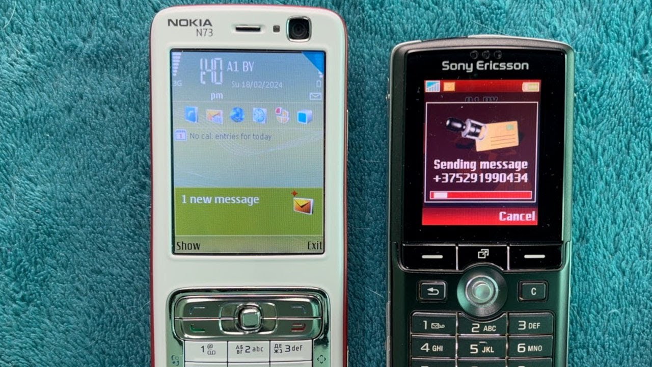 Sending SMS from Sony Ericsson K750 to Nokia N73 and back - YouTube