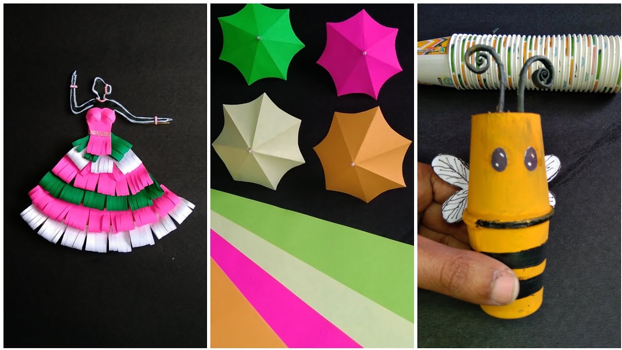3 Unique Collor Paper Craft Ideas || Using Waste Paper Cups || Best Out ...