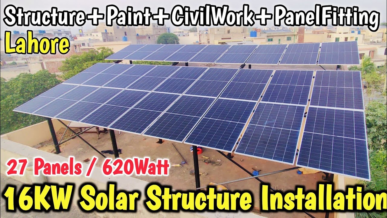 16KW Solar Customized Elevated Structure Video | 27 Panels Structure ...