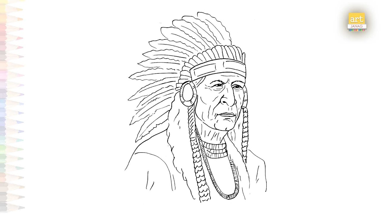 Native American drawing easy | Outline sketches | How to draw Native ...