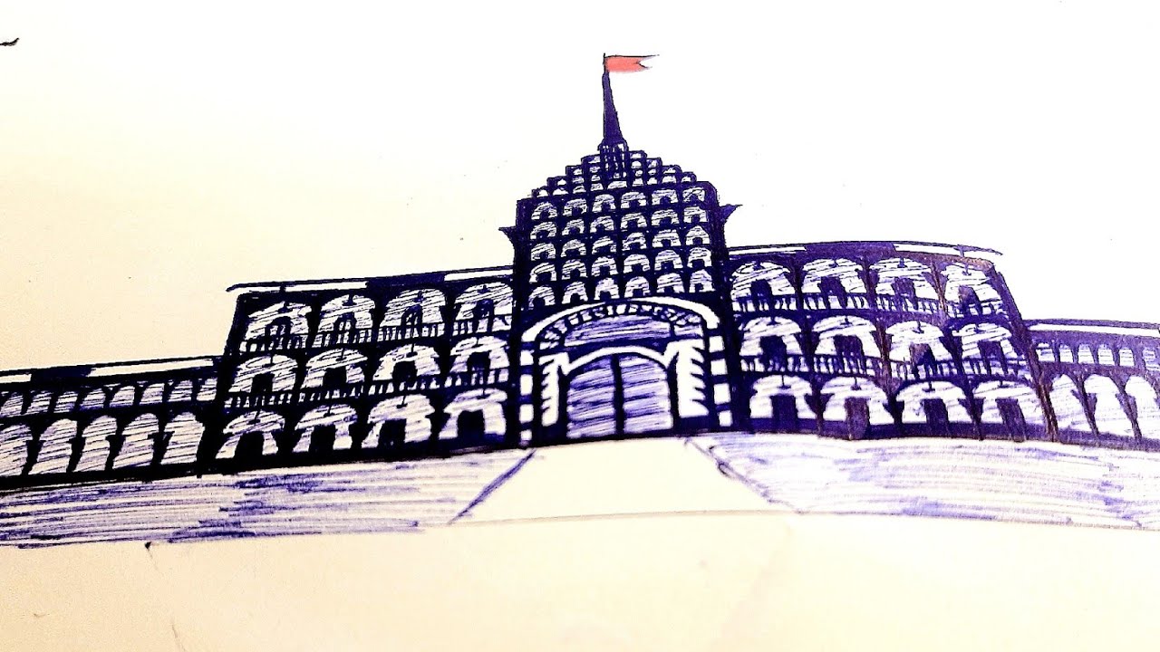 How to draw a simple Palace step by step | Easiest way to draw simple ...