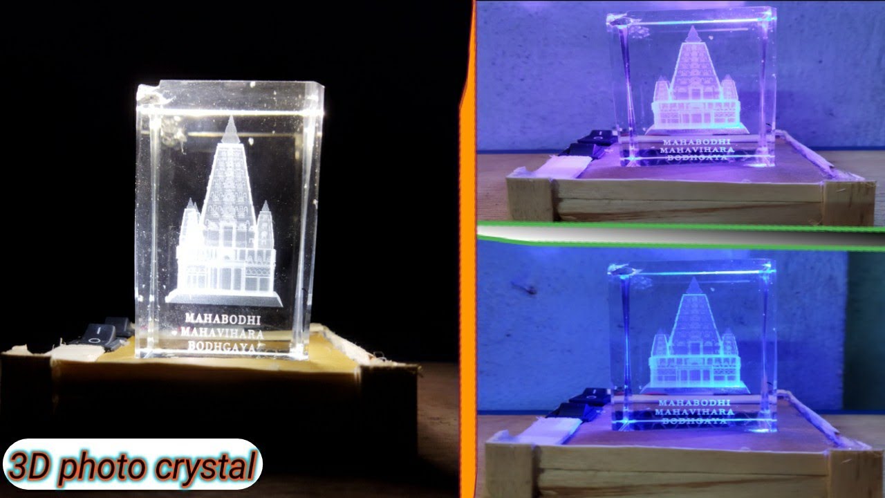 how to make amazing 3D crystal light // 3D crystal photo 🤩🤩//crystal ...