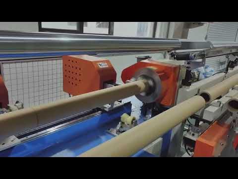 Automatic tube loading unloading paper tube cutting machine 3 shafts 4 blades - YouTube