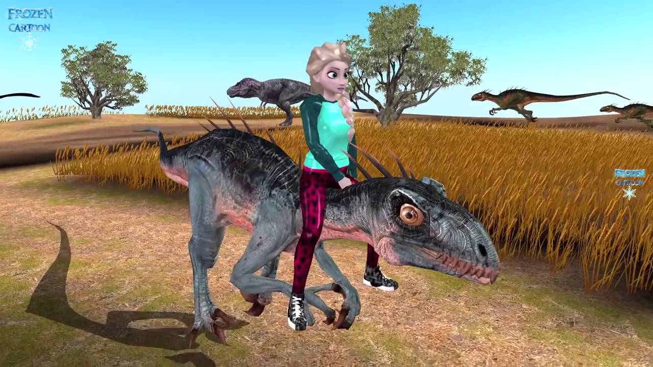 Frozen Elsa Sitting On Giant Dinosaurs Cartoons And Singing Finger ...