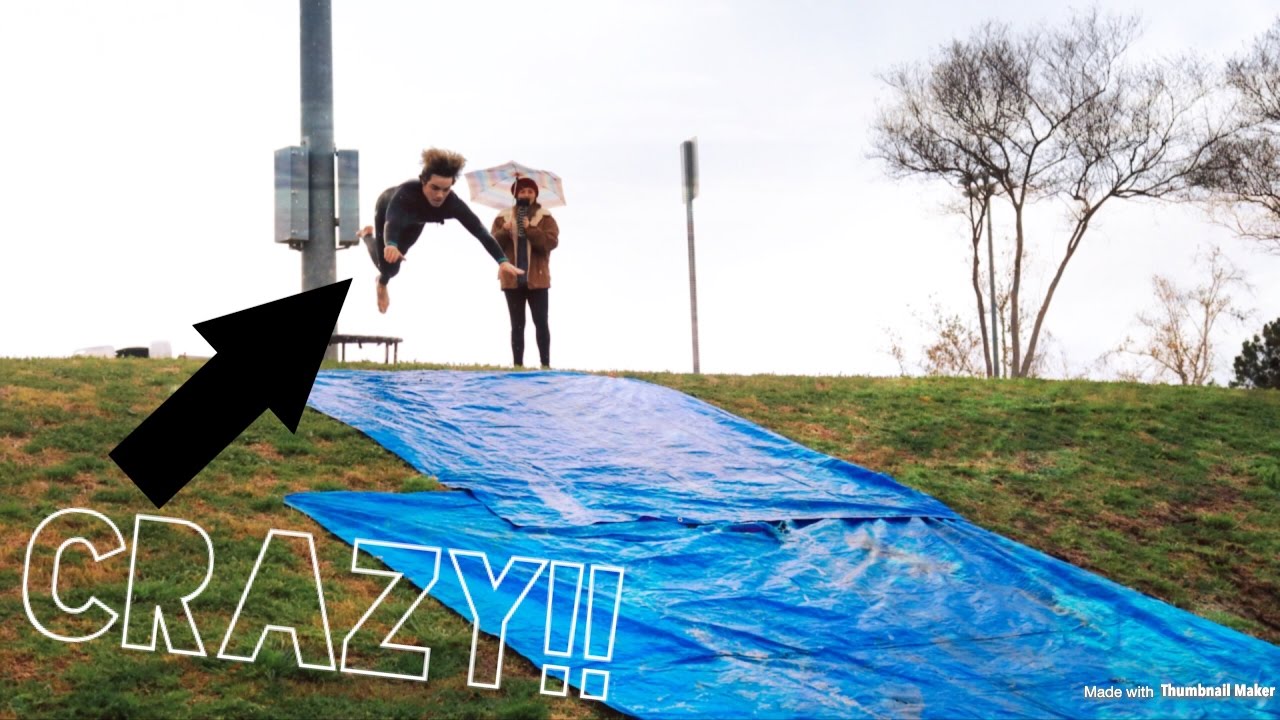 FREEZING COLD HOMEMADE SLIP N SLIDE - YouTube