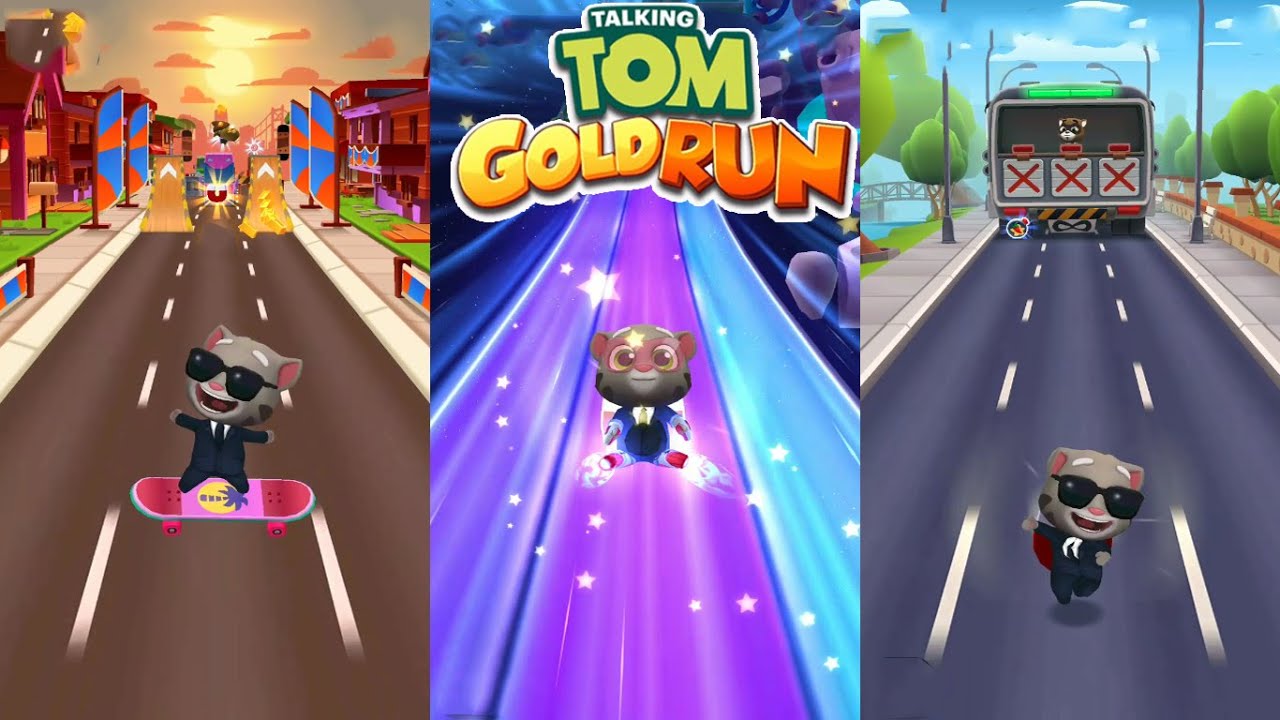 TALKING TOM GOLD RUN - Agent Tom In Different Worlds And Fights Raccoon ...