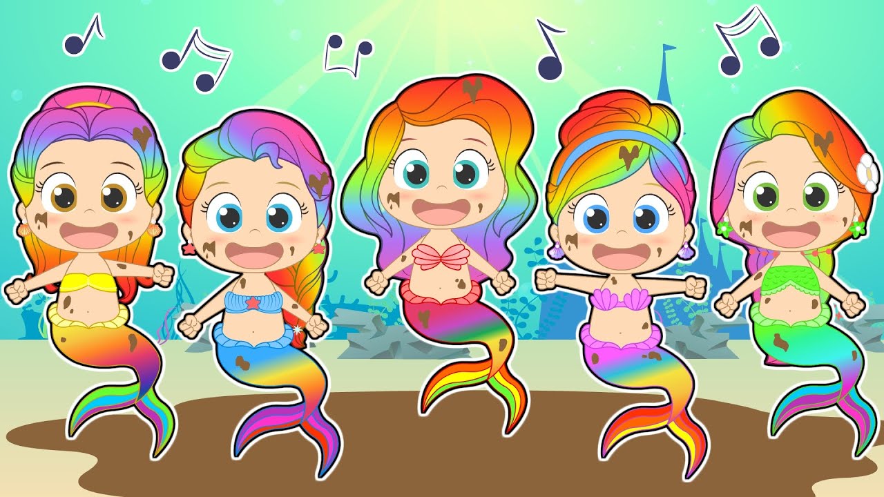 FIVE LITTLE BABIES 🧜‍♀️🌈 Rainbow Mermaid Princesses - YouTube