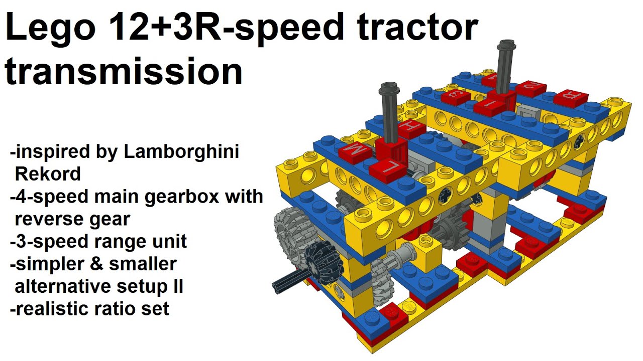 Lego 12+3R-speed tractor transmission, alternative setup II - YouTube