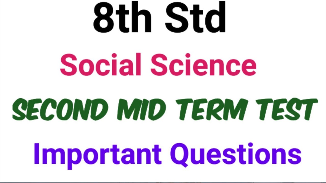 8th Std - Social | Second Mid Term Test - Important Questions - YouTube