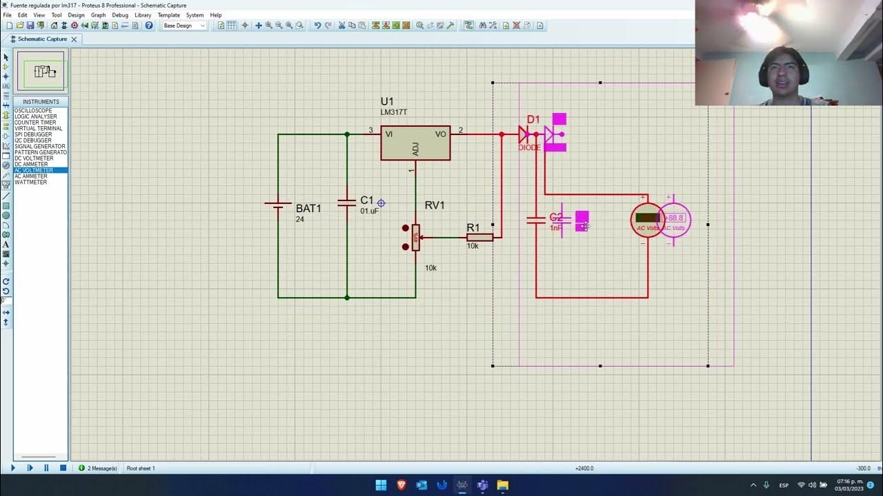 Fuente de voltaje regulada por LM317 en Proteus | Simulaciones de ...