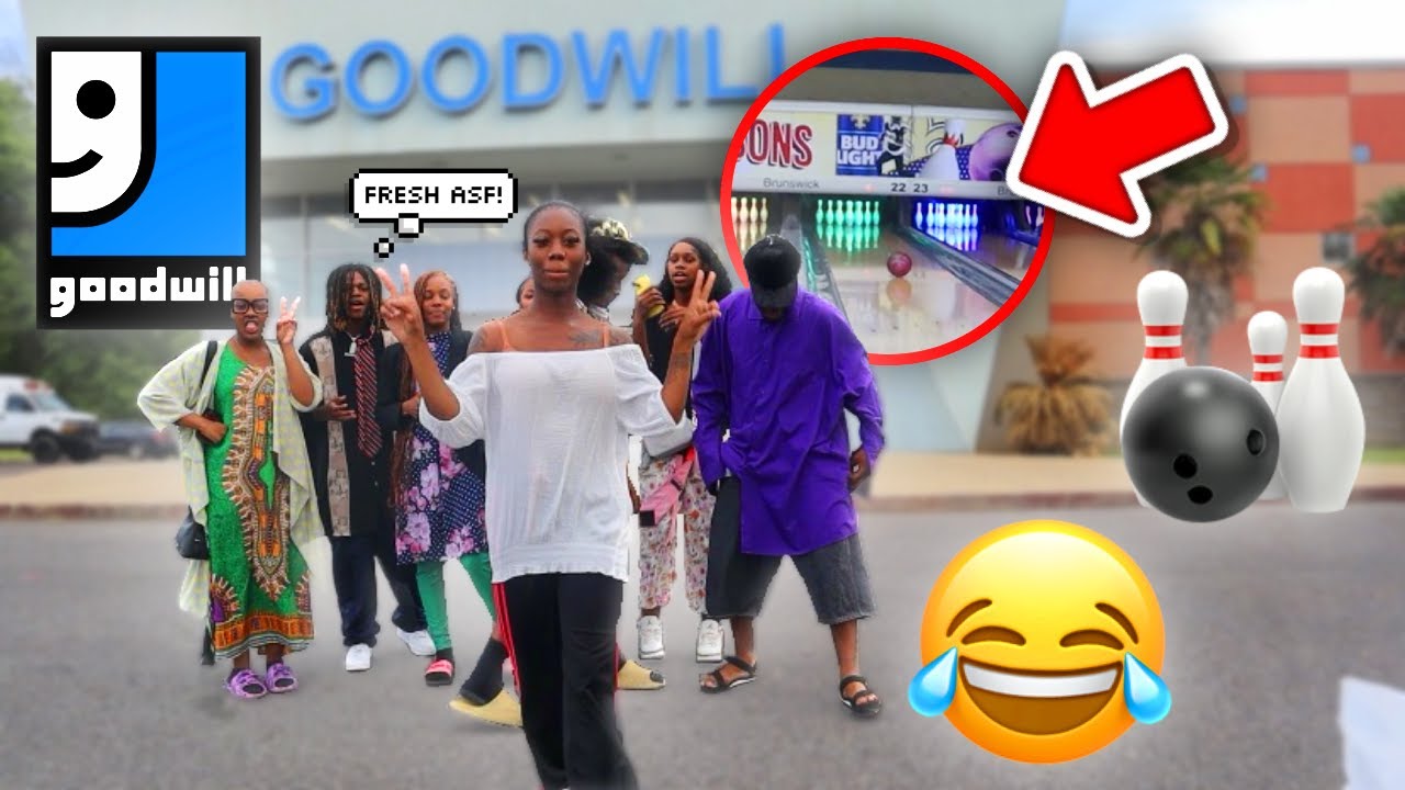 GOODWILL OUTFIT CHALLENGE & WE WENT BOWLING 😂 🎳 ! - YouTube