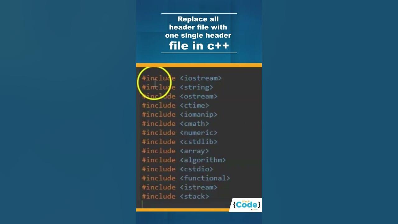 How To Replace All Header Files With One Single Header File In C++? | #Shorts | SimpliCode - YouTube