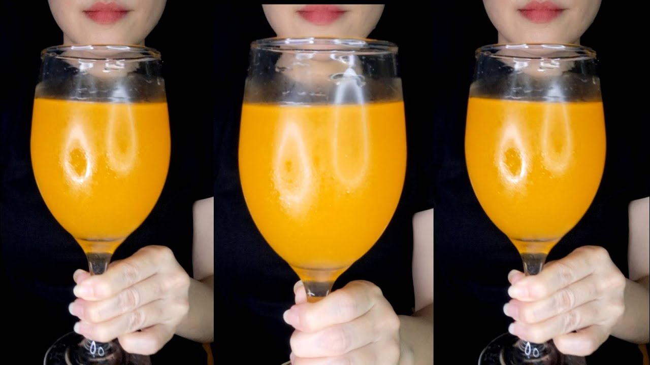 ASMR ORANGE JUICE DRINKING FRESH SWALLOWING SOUNDS GULP SATISFYING NO ...