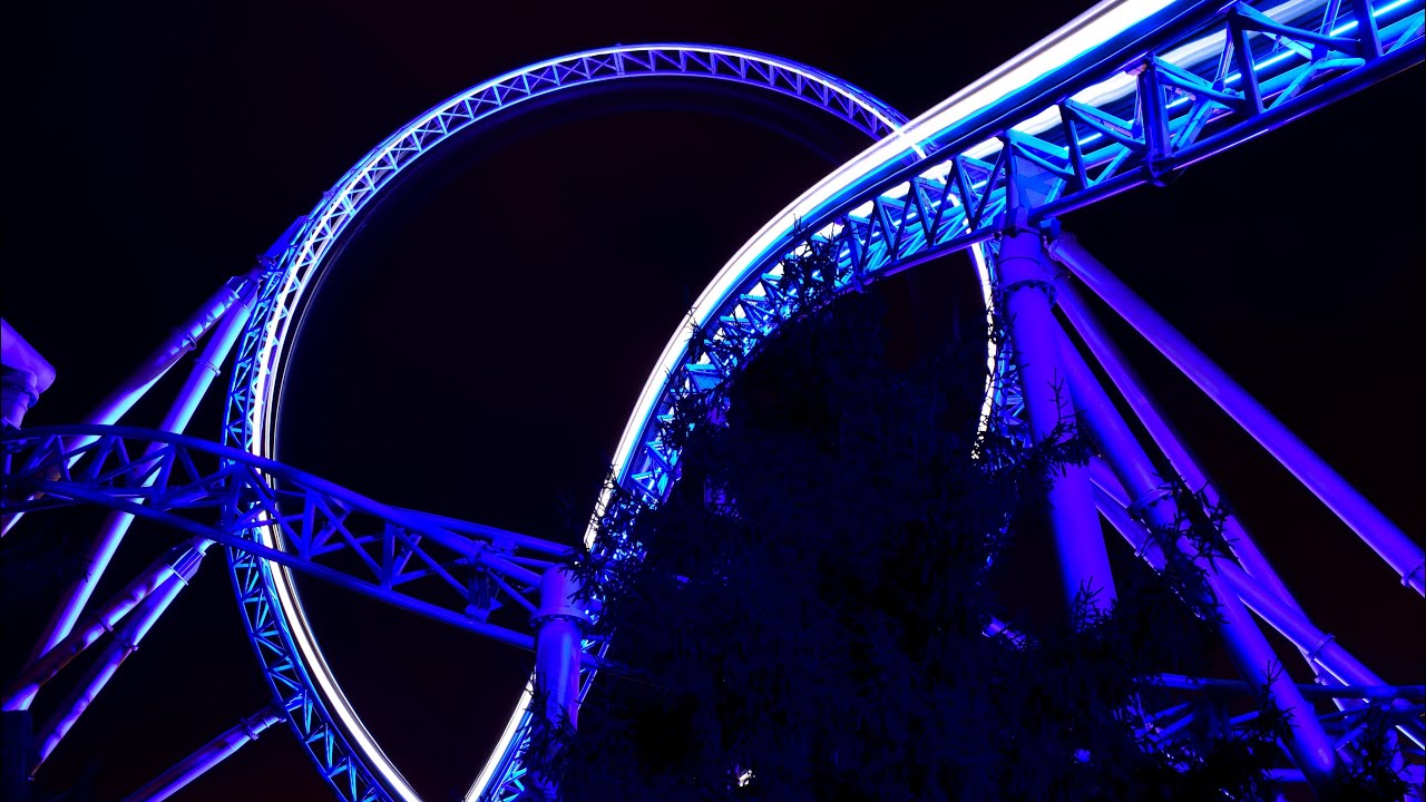 Blue Fire Megacoaster, 4k, row 8, Dark POV, Europa Park, December 2023 ...