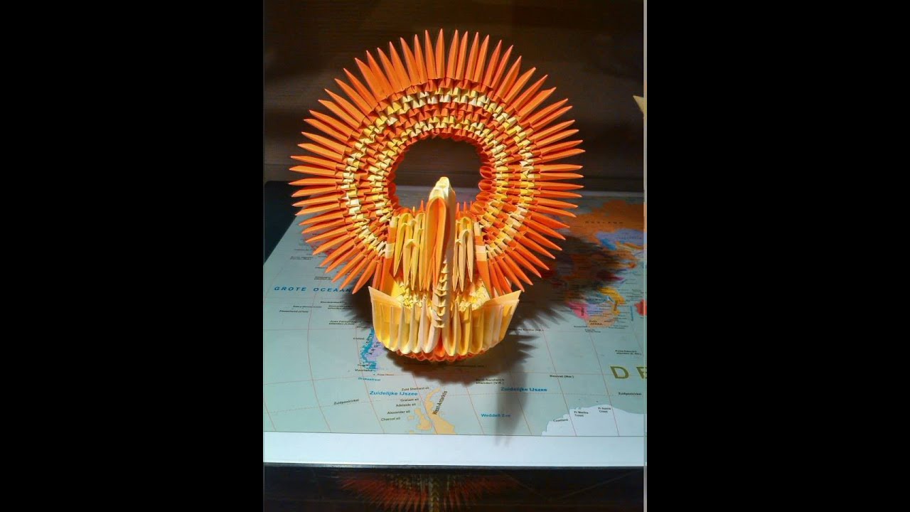 How to make a 3d origami circle tail peacock - YouTube