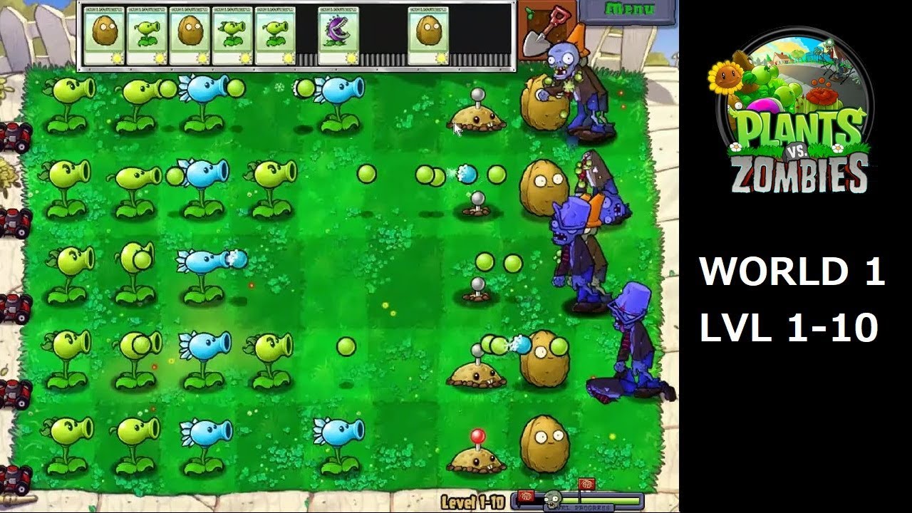 Plants vs Zombies - World 1, all levels - YouTube