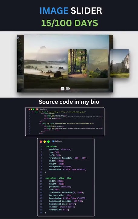 image slider using html and css| Full Code link in bio| #trendingsong #trendingshorts # ...