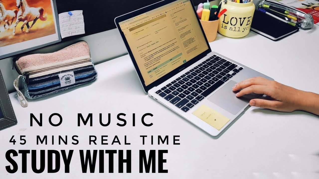 🎯 45 MINS STUDY WITH ME | real time, background calm ambience, white noise, no music - YouTube
