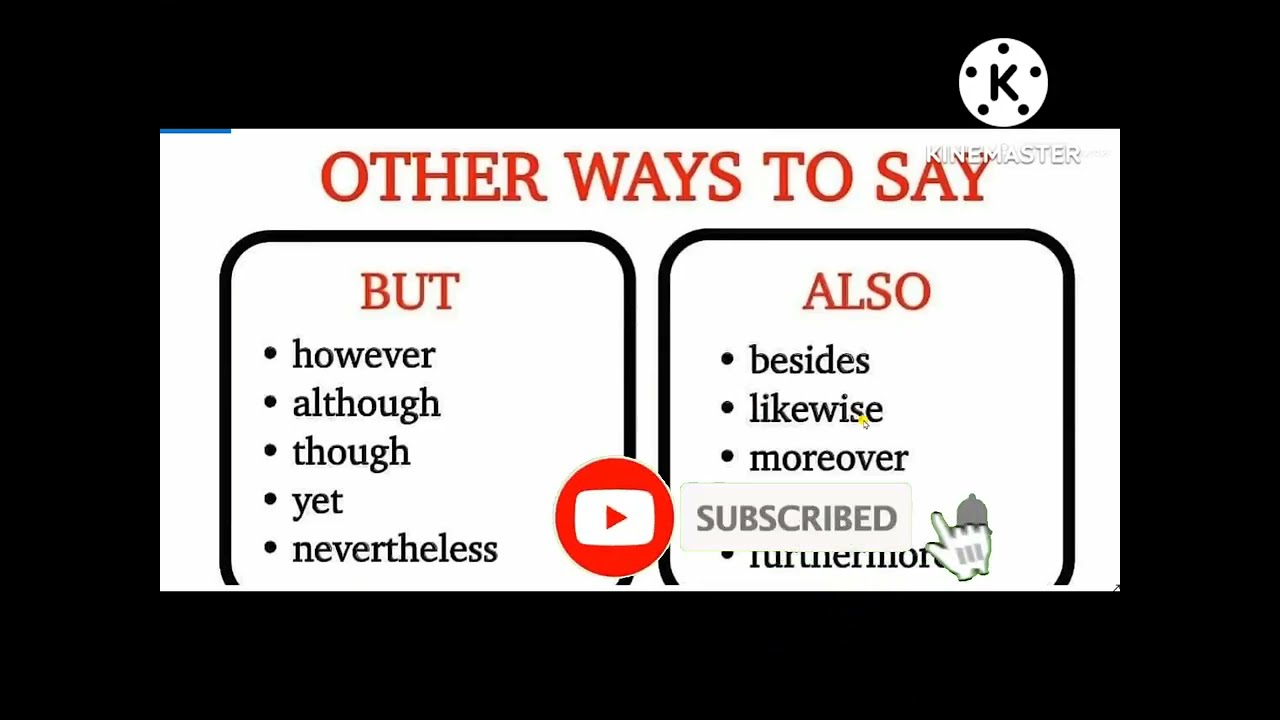 Other Ways To Say " But " Also " Therefore " Especially " || English ...