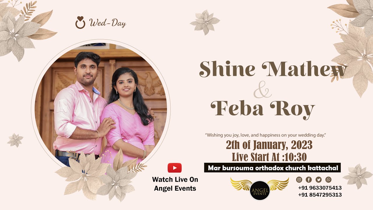 Shine Mathew & Feba Roy | Wedding Ceremony - LIVE| Angel Events - YouTube