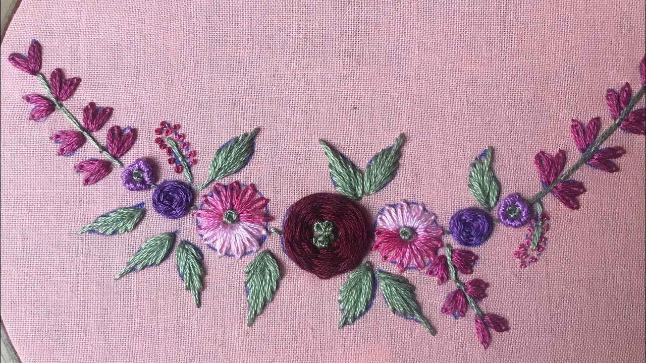 Flower-hoop art || Threads & Needles || 140- hand embroidery - YouTube