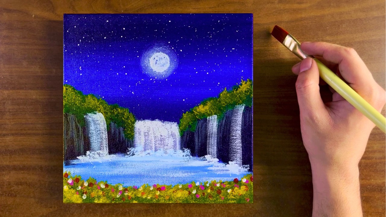 Easy Moonlight Night Scene Painting - Painting for Beginners #28 ...