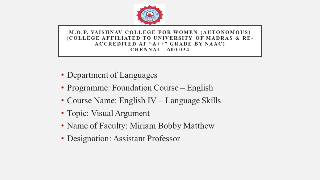 Visual Arguments-Ms Miriam Bobby Matthew - YouTube