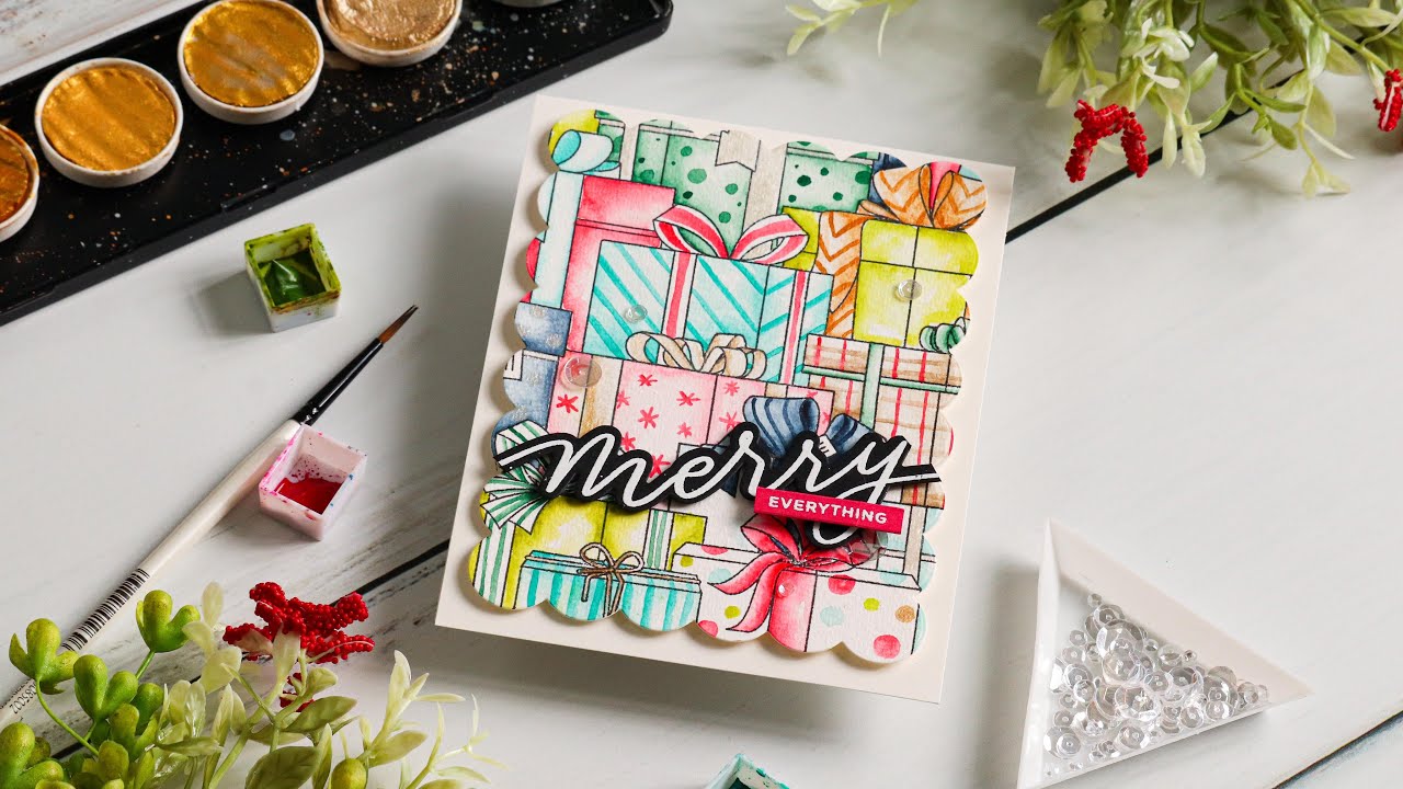 This Christmas Card is easy and fun! Simon's Gift Boxes Background ...