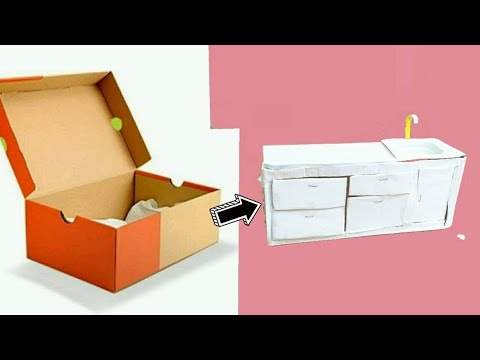 how to make miniature kitchen with waste box || Diy miniature kitchen ...