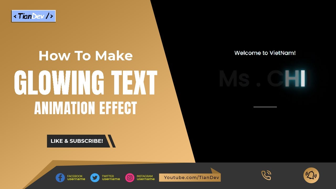 Glowing Text Animation Effect Using Html Css Tiandev Youtube