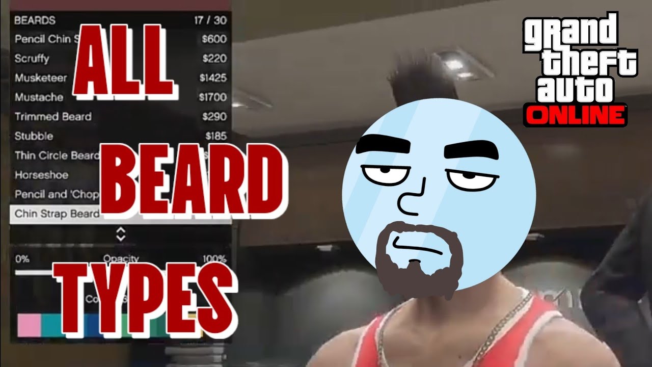 Grand Theft Auto V Online | GTAO | All Beard Styles Reference Guide as ...