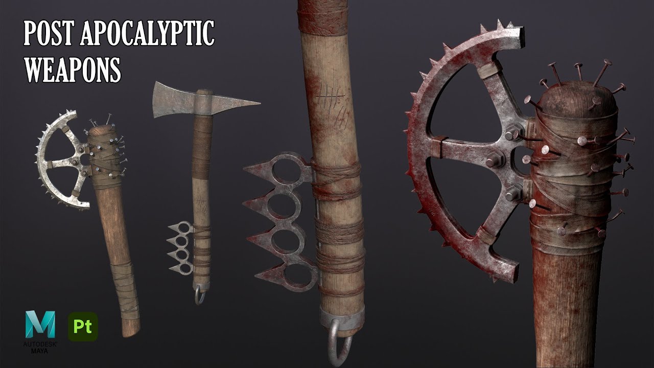 Post apocalyptic weapons | Autodesk Maya + Substance 3D Painter - YouTube